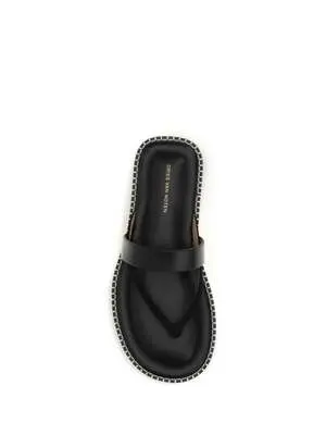 Dries Van Noten Embellished Leather Slip-on Sandals With Sequins - Black