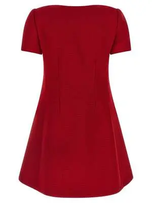 Valentino Garavani Plain Wool Tweed Mini Dress With Bow Detail