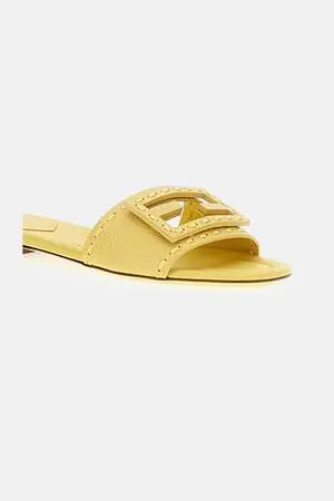 Fendi Leather Slides With Ff Baguette Motif