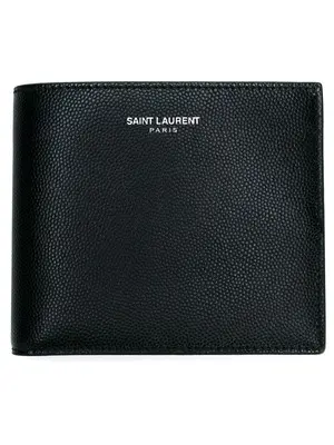 Saint Laurent Embossed Logo Bi-fold Wallet - Black