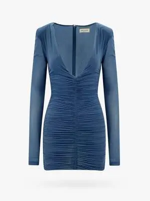 Saint Laurent Draped Fabric Dress - Multicolor