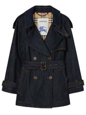 Burberry Fitzrovia" Denim Trench Coat - Blue