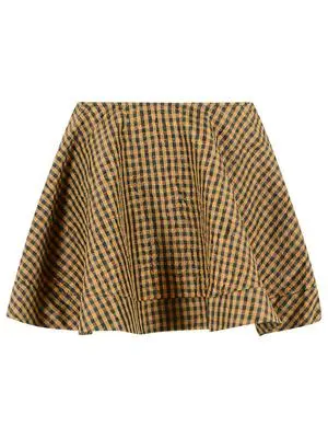 GANNI Checked Polyester Skirt - Brown