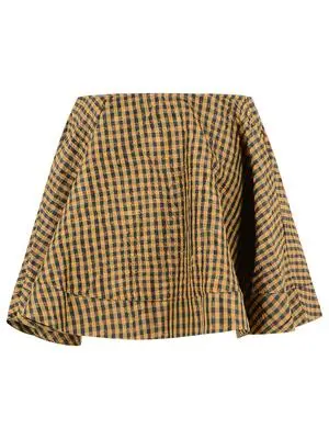 GANNI Checked Polyester Skirt - Brown