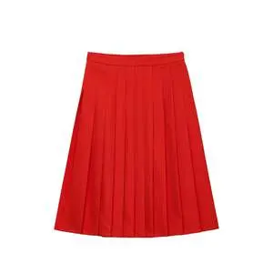 Prada Pleated Gabardine Skirt - Red