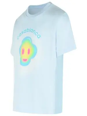 Casablanca Airbrush Smiley' Light Cotton T-shirt - Blue