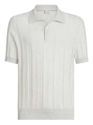 Brunello Cucinelli Ribbed Knit Polo Shirt