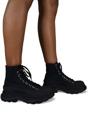 Alexander McQueen Tread Slick High Top Lace-up Sneakers - Black