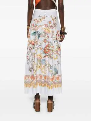 Etro Long Floral Silk Semi-circle Skirt