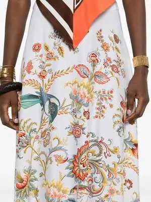 Etro Long Floral Silk Semi-circle Skirt - Multicolor