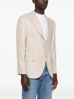 Brunello Cucinelli Deconstructed Jacket In Silk, Linen, And Wool
