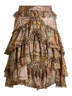 Etro Ruffled Tiered Paisley Skirt - Multicolor