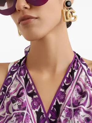 Dolce & Gabbana Logo Dangle Earrings - Silver