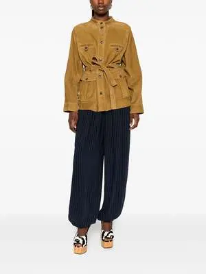 YVES SALOMON Belted Suede Jacket - Brown