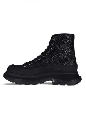 Alexander McQueen Tread Slick Glitter High Top Sneakers - Black