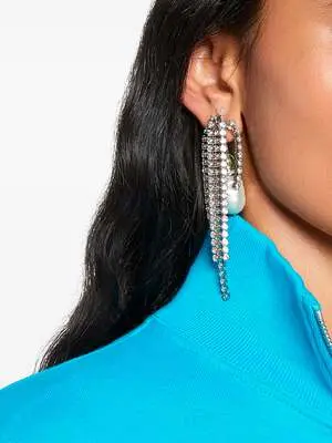 Dries Van Noten Chain Drop Earrings With Pearl And Crystal Embellishments