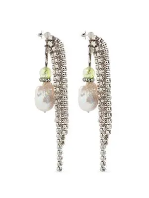 Dries Van Noten Chain Drop Earrings With Pearl And Crystal Embellishments