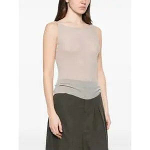 Rick Owens Taupe Grey Crew Neck Sleeveless Tank Top