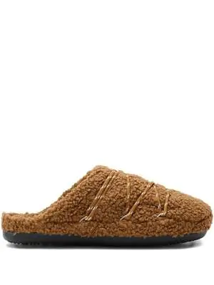 Moon Boot Teddy Shearling Slippers - Brown