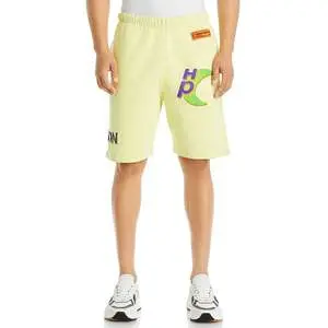 Heron Preston Cotton Printed Detail Shorts - Yellow