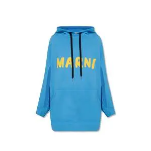 Marni Oversized Hooded Sweatshirt With Kangaroo Pocket And Logo Detail