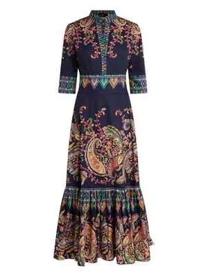 Etro Long Paisley Print Silk Dress