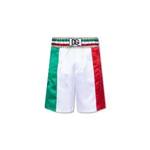 Dolce & Gabbana Satin Boxer Shorts With Italian Flag Motif
