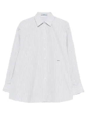 Prada Double Stripe Cotton Poplin Shirt - White