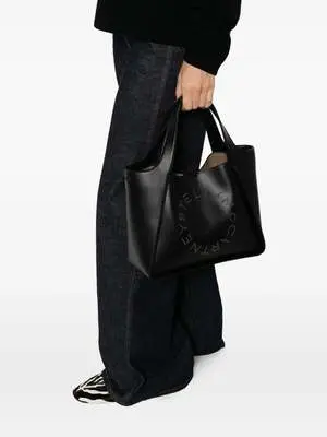 Stella McCartney Logo Detail Leather Tote Bag - Black