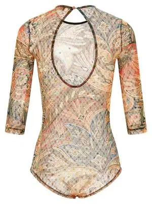Etro Paisley Foliage Print Tulle Bodysuit - Multicolor