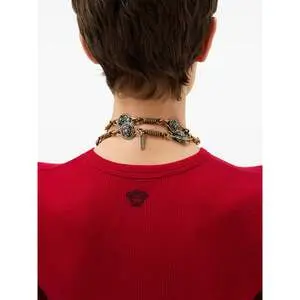 Versace Ribbed Knit T-shirt With Medusa Embroidery