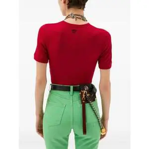 Versace Ribbed Knit T-shirt With Medusa Embroidery