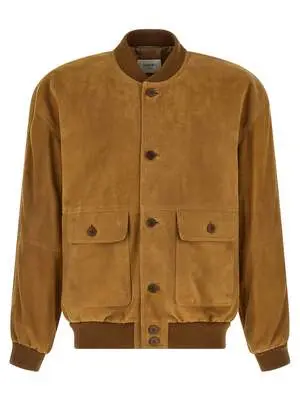 Saint Laurent Suede Bomber Jacket - Brown