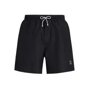 Brunello Cucinelli Beachwear Swim Shorts With Logo Detail - Black