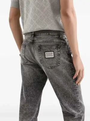 Dolce & Gabbana Jeans With Logo Plaque - Gray