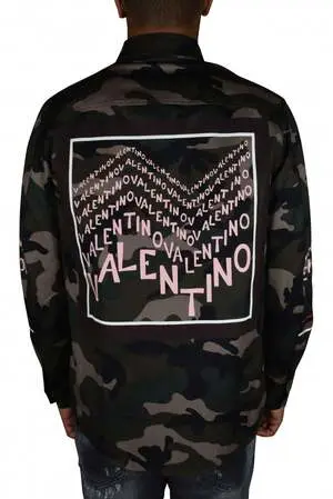 Valentino Garavani Camouflage Logo Print Cotton Jacket - Yellow
