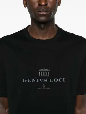Brunello Cucinelli Crew-neck T-shirt With Graphic Print - Black