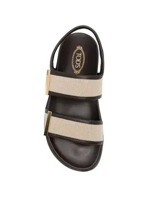TOD'S Double-strap Fabric Sandals With Leather Detailing - Multicolor