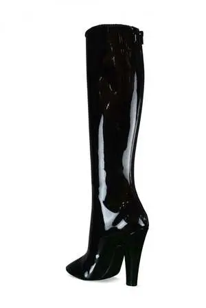 Saint Laurent Patent Leather Knee-high Boots - Black