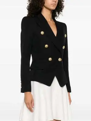 Balmain Double-breasted Wool Jacket With Peak Lapels - Black