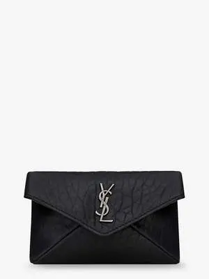 Saint Laurent Leather Envelope Card Holder With Metal Cassandre Logo - Multicolor