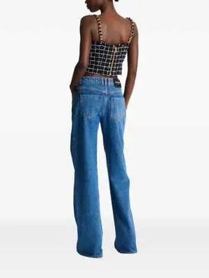 Balmain Tweed Top With Chain Shoulder Straps