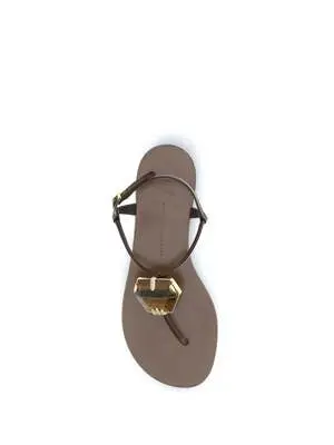GIUSEPPE ZANOTTI Pia Muse Flat Thong Sandals With Maxi Stone Detail - Brown