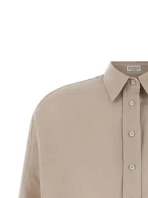Brunello Cucinelli Linen Shirt With Dazzling Cascade Cuffs