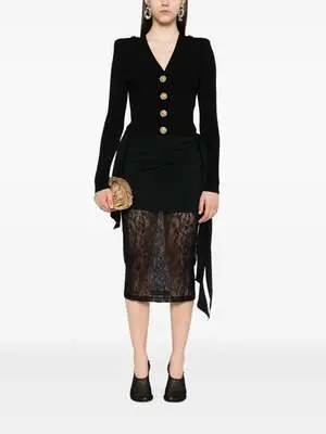 Balmain Ribbed V-neck Button Cardigan