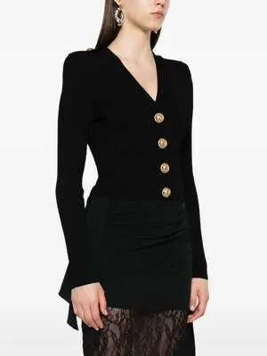 Balmain Ribbed V-neck Button Cardigan