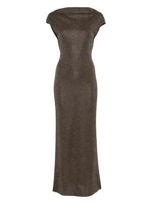 Max Mara Lamé Detail Maxi Dress - Brown