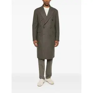 Tagliatore Double-breasted Checked Virgin Wool Coat - Brown