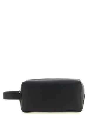 Fendi Lui Grained Calf Leather Beauty Case With Ff Appliqu - Black