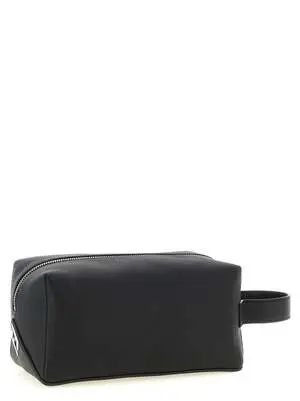 Fendi Lui Grained Calf Leather Beauty Case With Ff Appliqu - Black